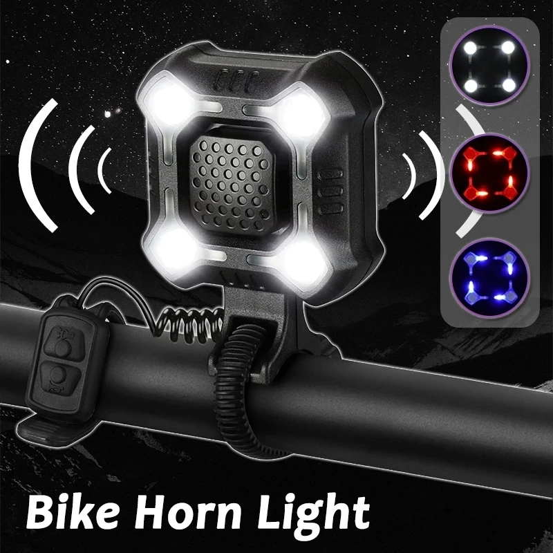 Bike Bells Light 2 in 1 Bicycle Horn with Lamp 140DB LED Headlights USB ...