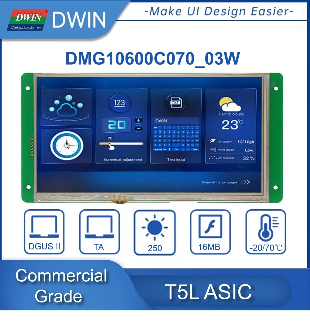 Dwin 7inch Tft Lcd Display Connect Arduino,1024*600 Hmi Smart Touch Screen, Smart Uart Serial ...