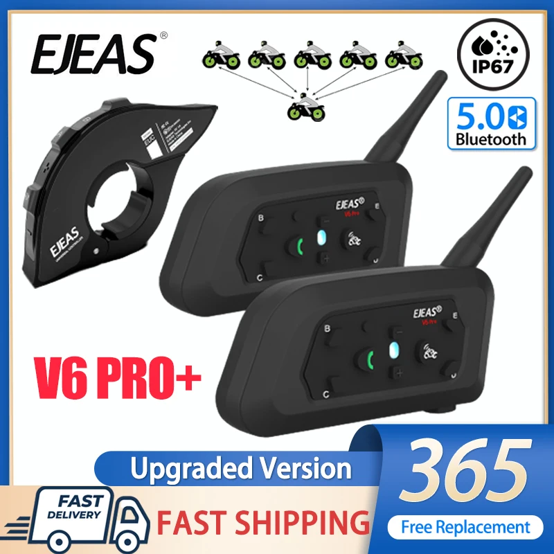 EJEAS-V6-PRO-Motorcycle-Helmet-Bluetooth-Intercom-Headset-800M ...