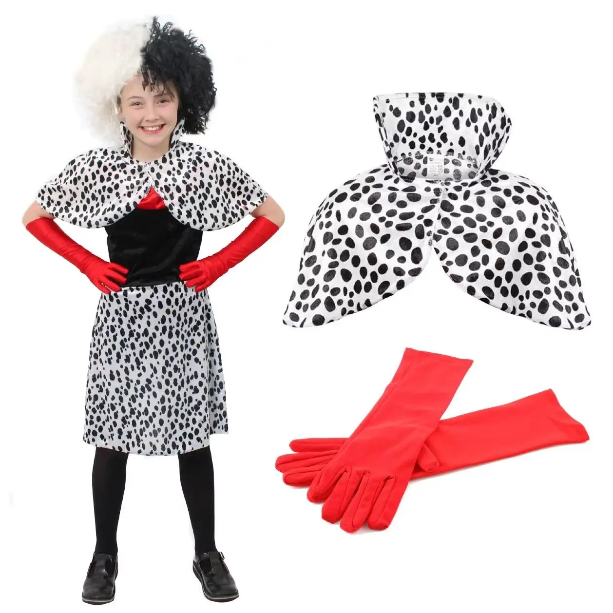 Girls Evil Dog Lady Costume - Dalmatian Print Dress - Perfect for ...