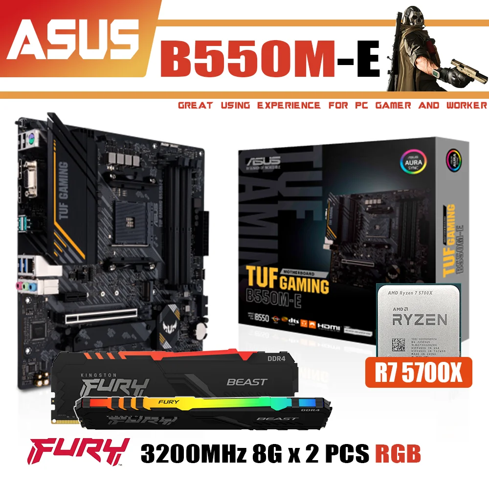 NEW-Kit-ASUS-TUF-GAMING-B550M-E-AM4-Motherboard-With-AMD-Ryzen-7-5700X ...