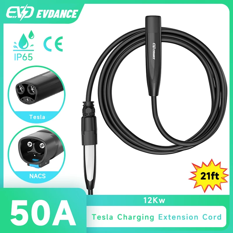 EVDANCE-Tesla-Model-Y-3-Charging-Extension-Cable-50A-12Kw-21-40ft-EV ...