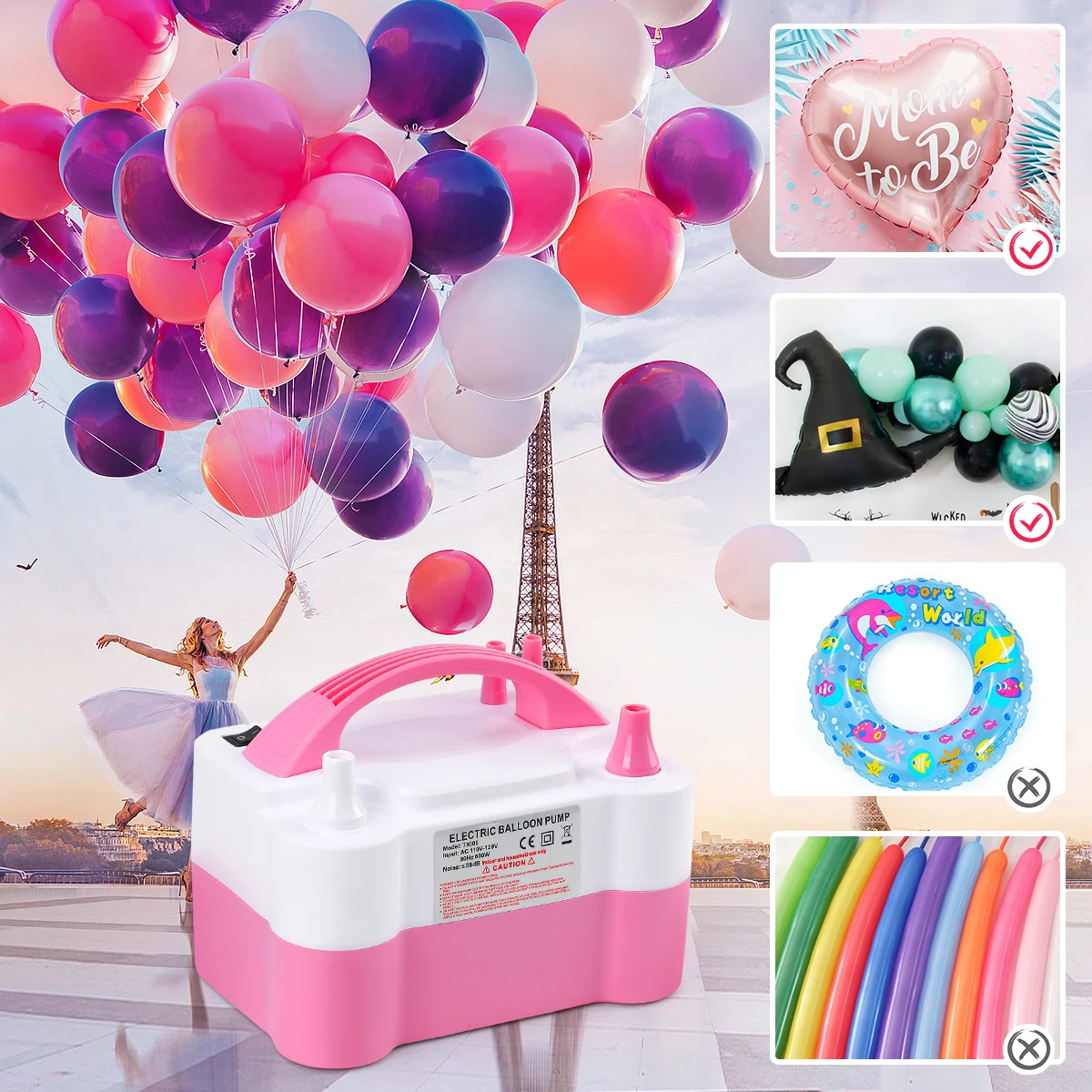 High Voltage Double Hole AC Inflatable Electric Balloon Pump Electric ...