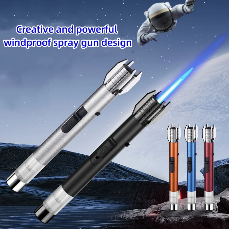 New-Outdoor-Windproof-Metal-Blue-Flame-Spray-Gun-Barbecue-Cigar-Torch ...
