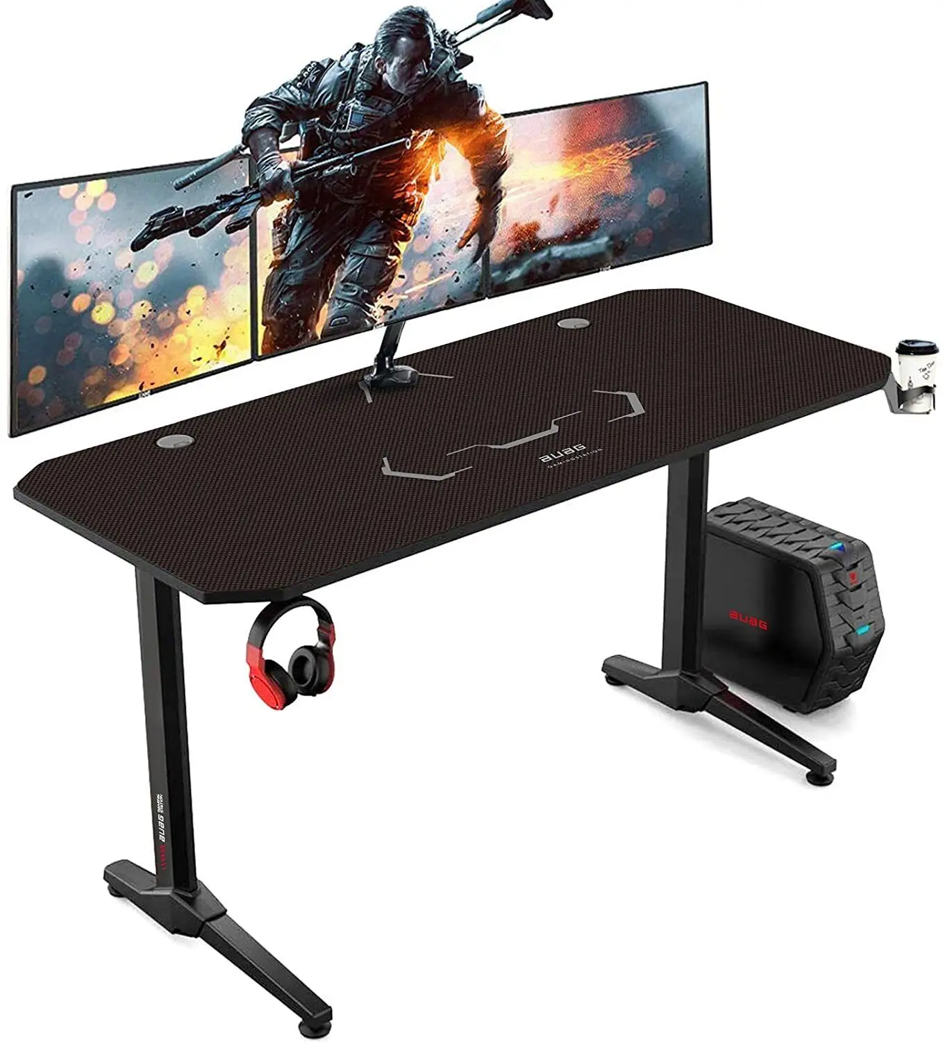 AuAg-Gaming-Table-140-cm-Large-Gaming-Desk-for-PC-Ergonomic-Gamer-Table ...
