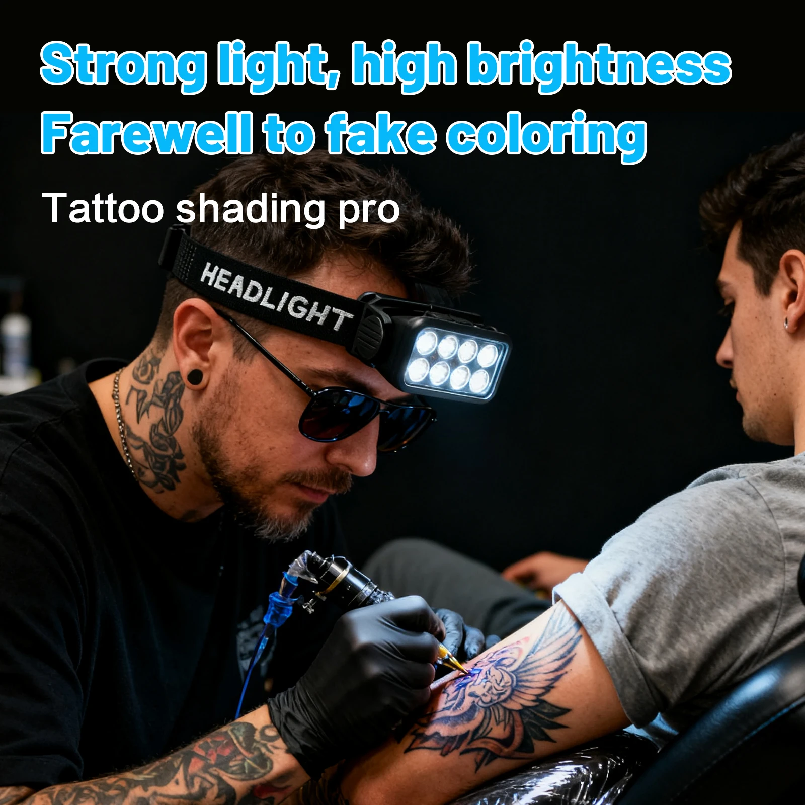 GBK Tattoo Shading Pro Rechargeable Sensor LED Tattoo Headlamp Detects ...