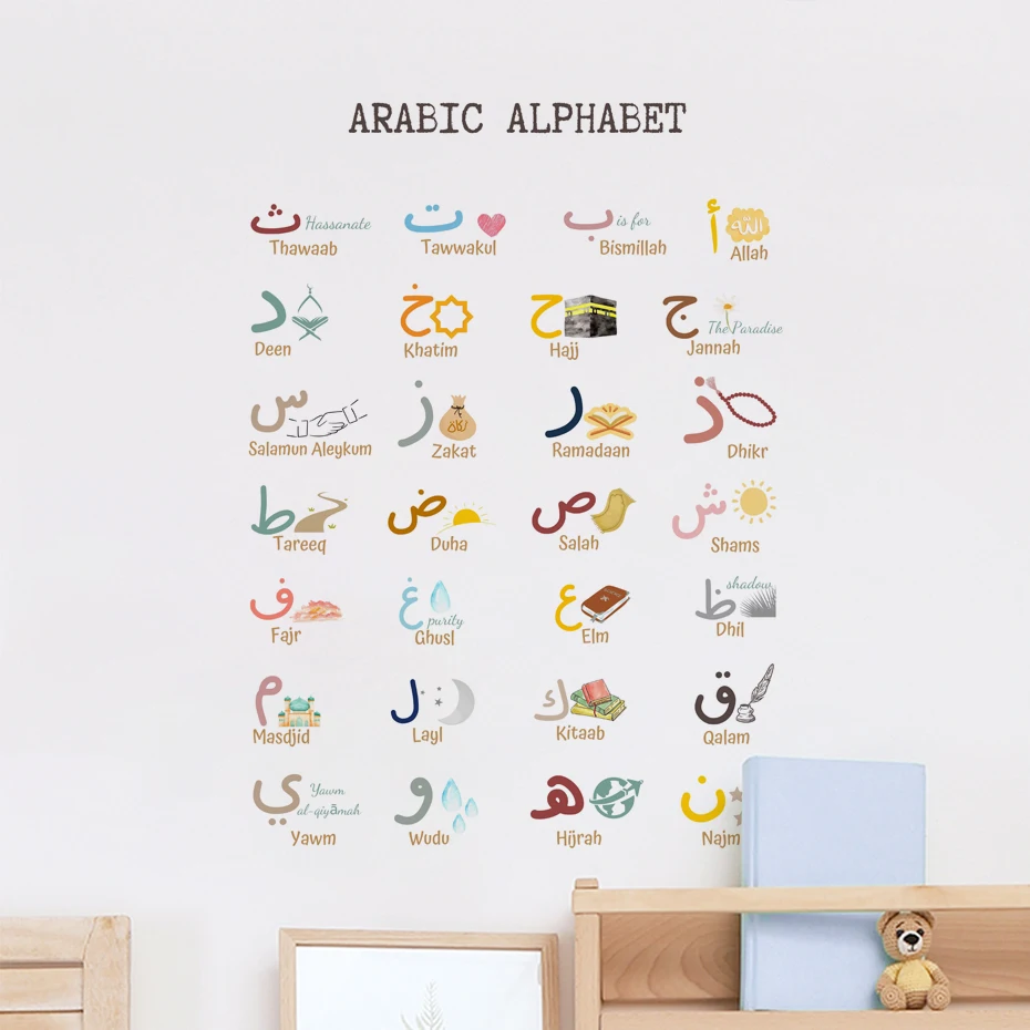 Islamic-Cute-Arabic-Alphabet-Colorful-Wall-Art-Educational-Wall-sticker ...
