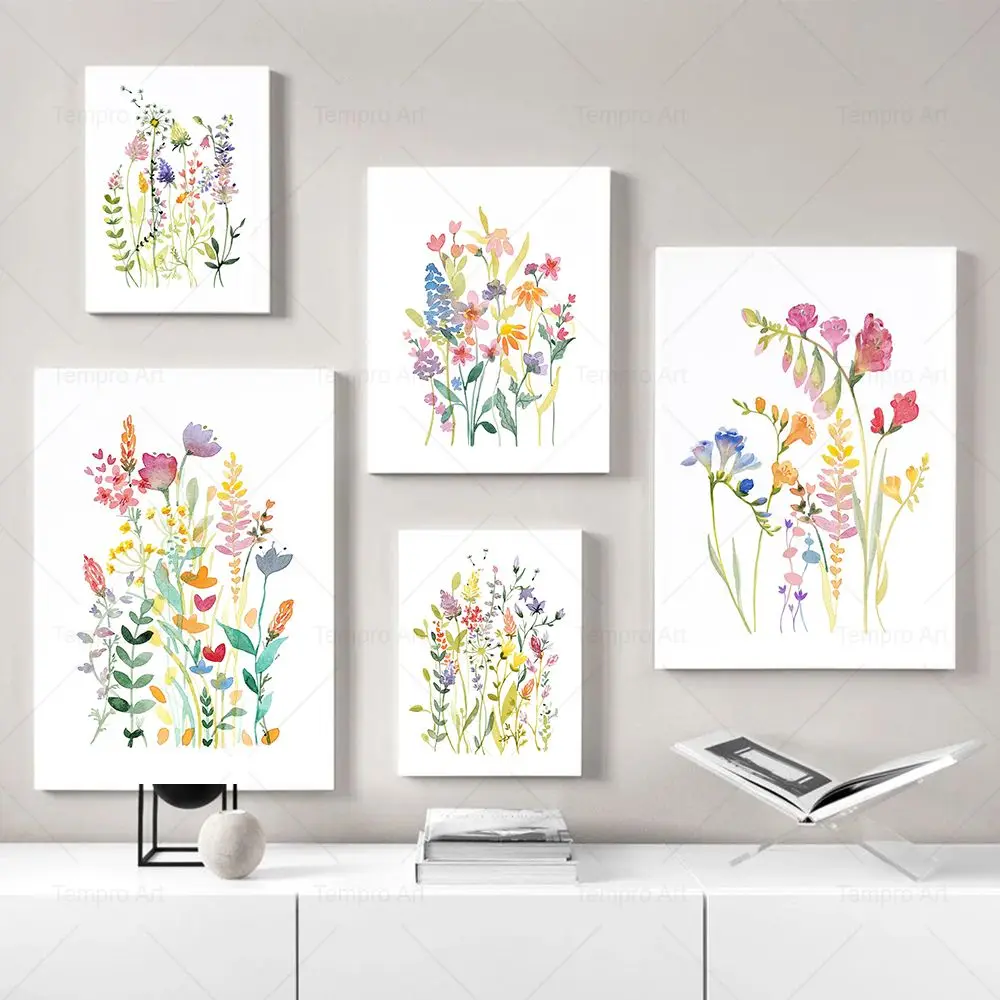 Watercolor-Wildflower-Flower-Poster-Colorful-Floral-Prints-Plant-Wall ...