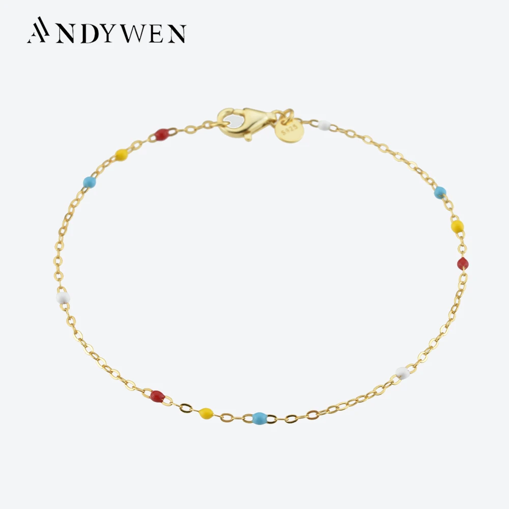 ANDYWEN-New-925-Sterling-Silver-Gold-Rainbow-CZ-Enamel-Beads-Chain ...
