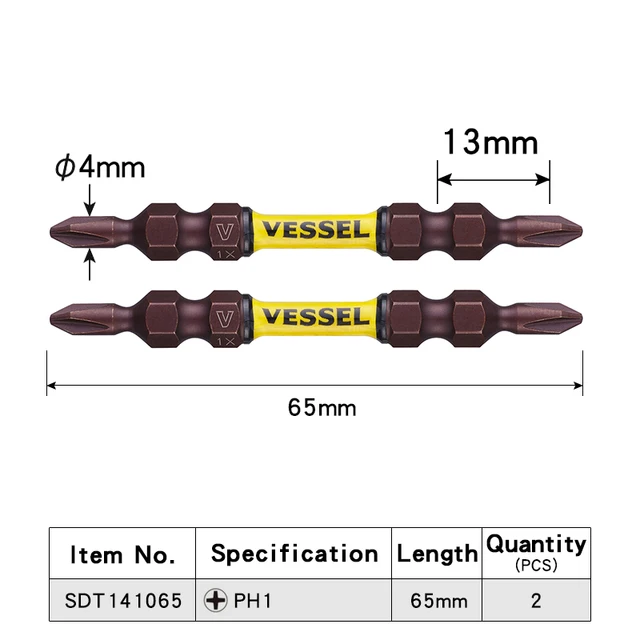 VESSEL 65-150mm Length Slender Torsion Screwdriver Bit Set Magnetic ...