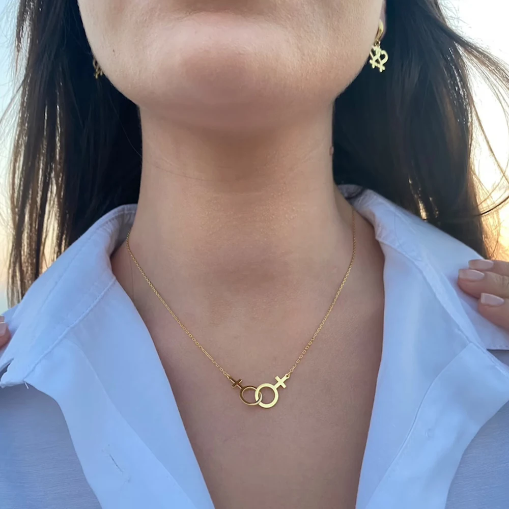 Double-Venus-Symbol-Charm-Female-Lesbian-LGBT-Necklace-Women-Pendant ...
