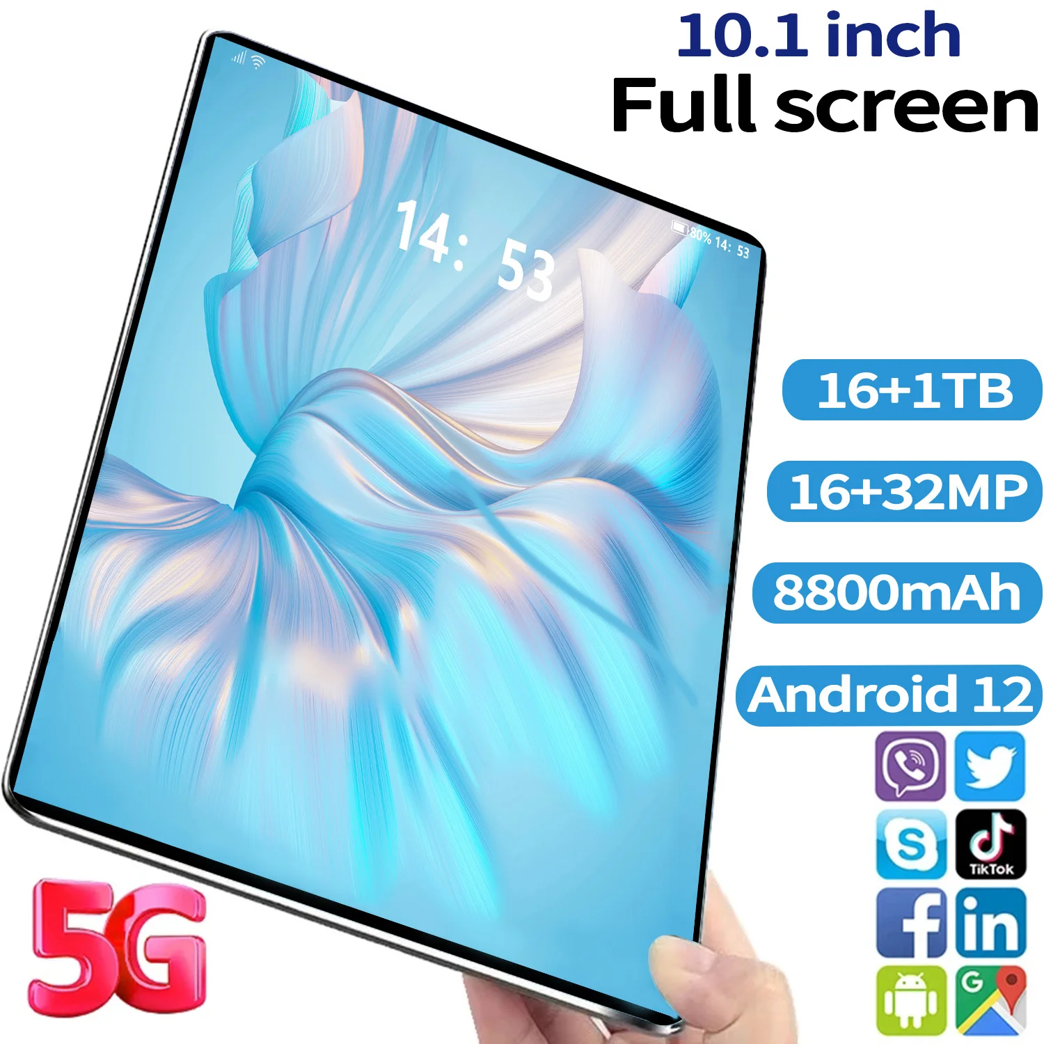 2024-Global-Version-Tablet-16GB-RAM-1TB-ROM-10-1-Inch-tablet-Android-12 ...