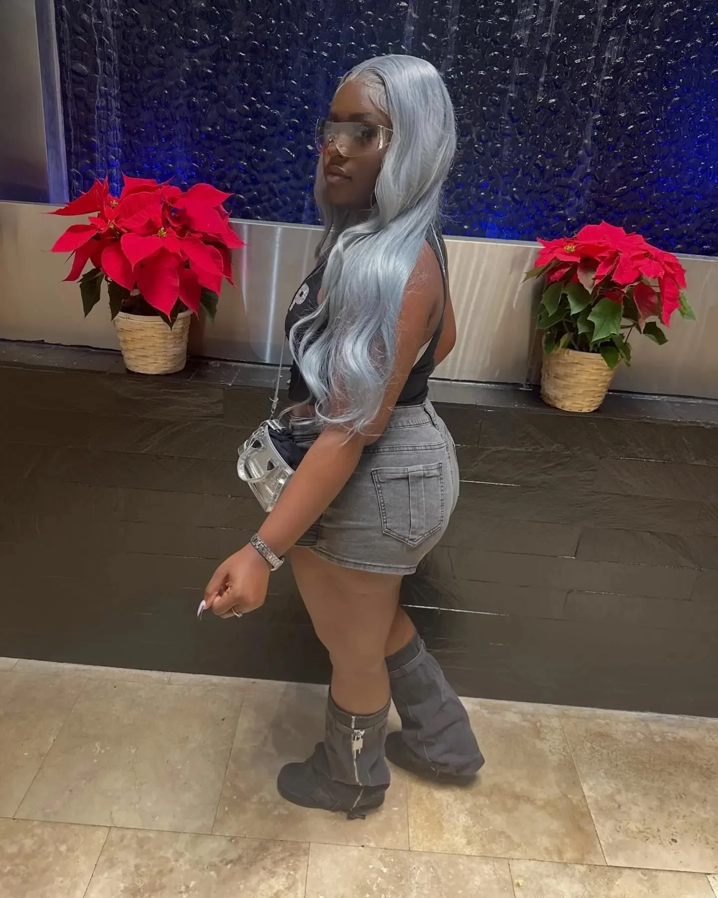 Silver Gray Body Wave HD Transparent Lace Frontal Wigs Human Hair ...