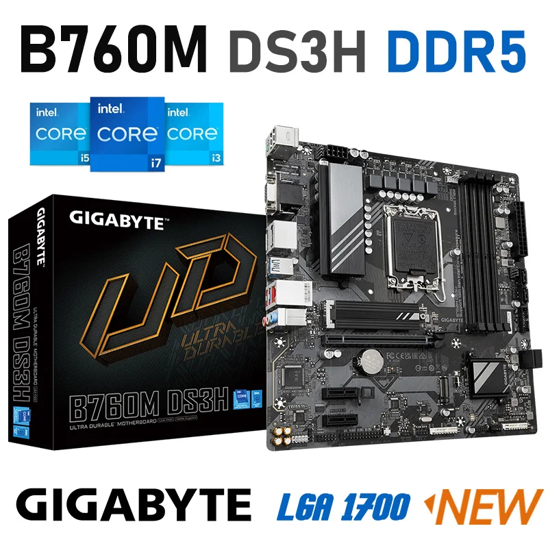 Gigabyte Motherboard B760M DS3H DDR5 LGA 1700 Mainboard 128GB M.2 DDR5 ...