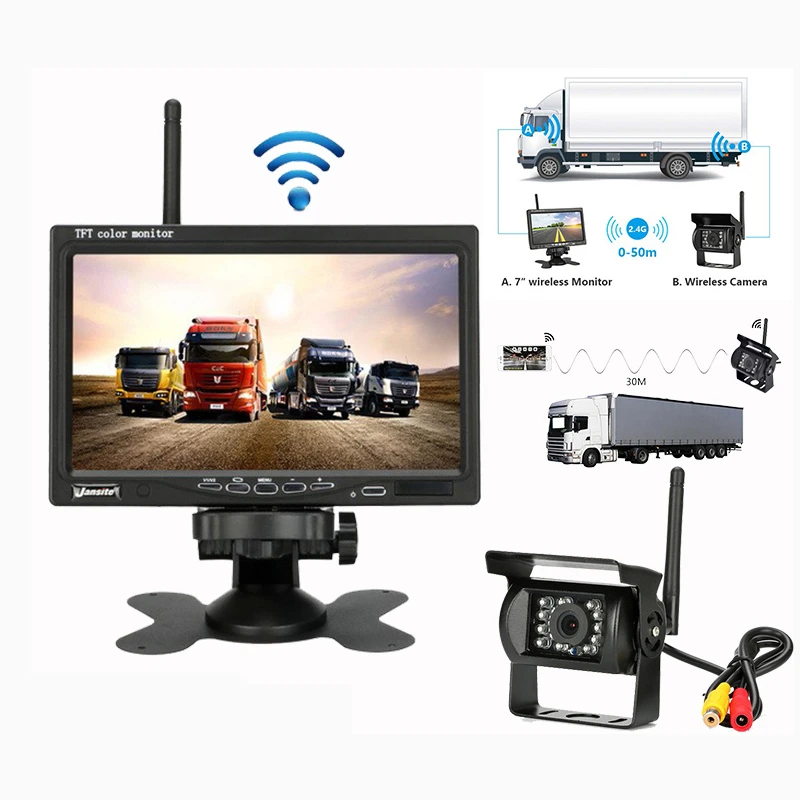 7 inch Fahrzeug Drahtlose Reverse HD Kamera Für Lkw Bus RV Bagger Anhänger LCD Monitor Auto ...