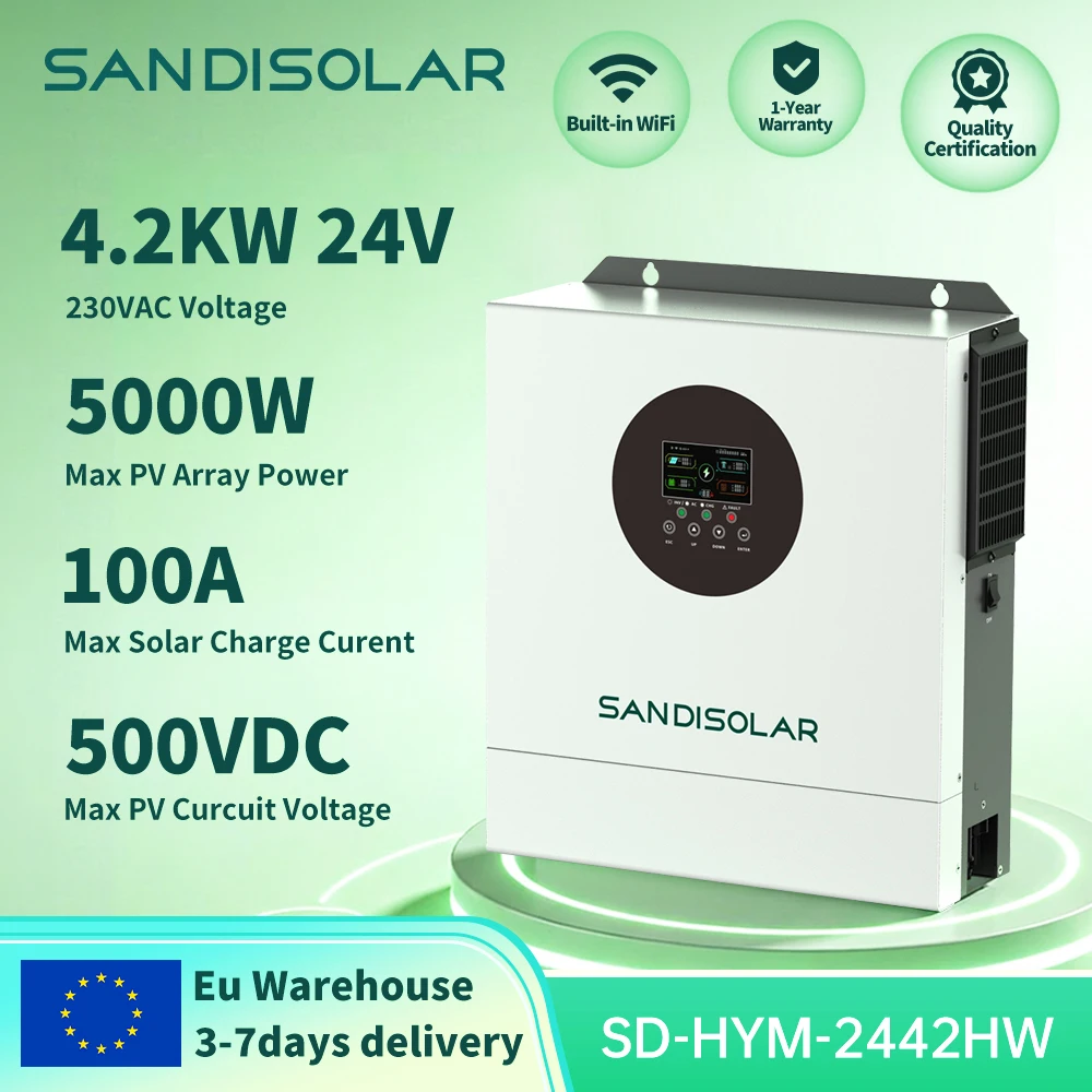 SANDISOLAR 4200W 24V inversor Solar MPPT 100A entrada PV 5000W 500VDC ...