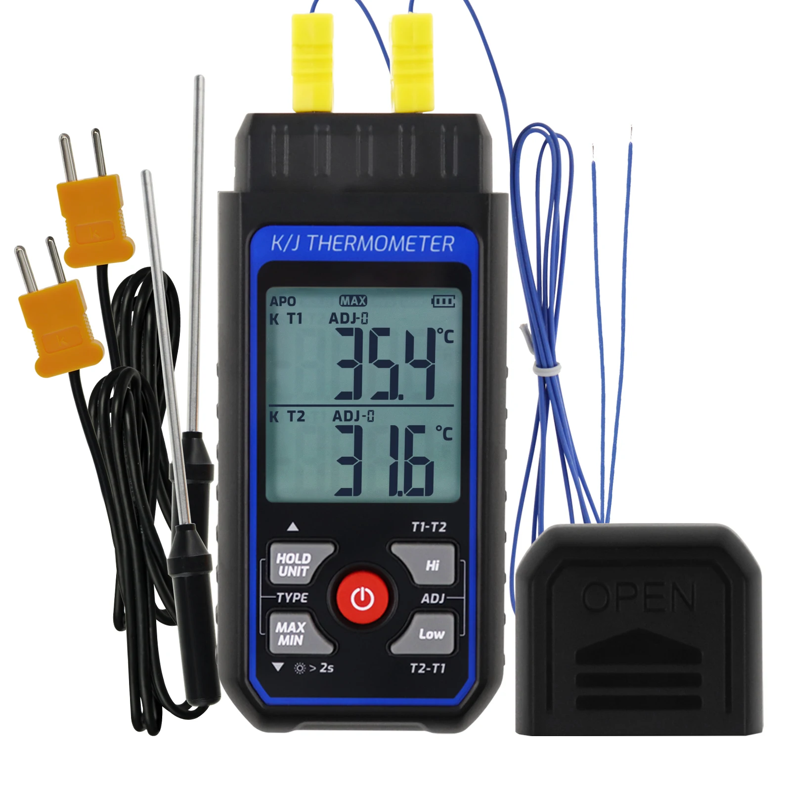 Digital Dual Channel K/j Type Thermocouple Thermometer T1-t2 ...