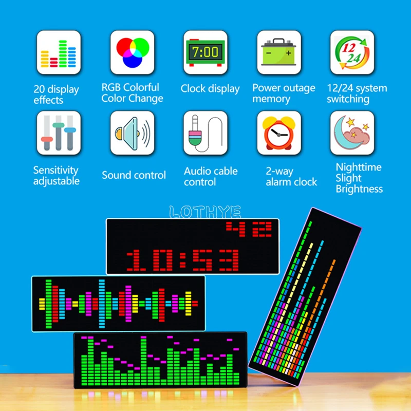 Lothye-Rgb-Ritme-Led-Stereo-Muziekspectrum-Pick-Up-Elektronische-Klok ...