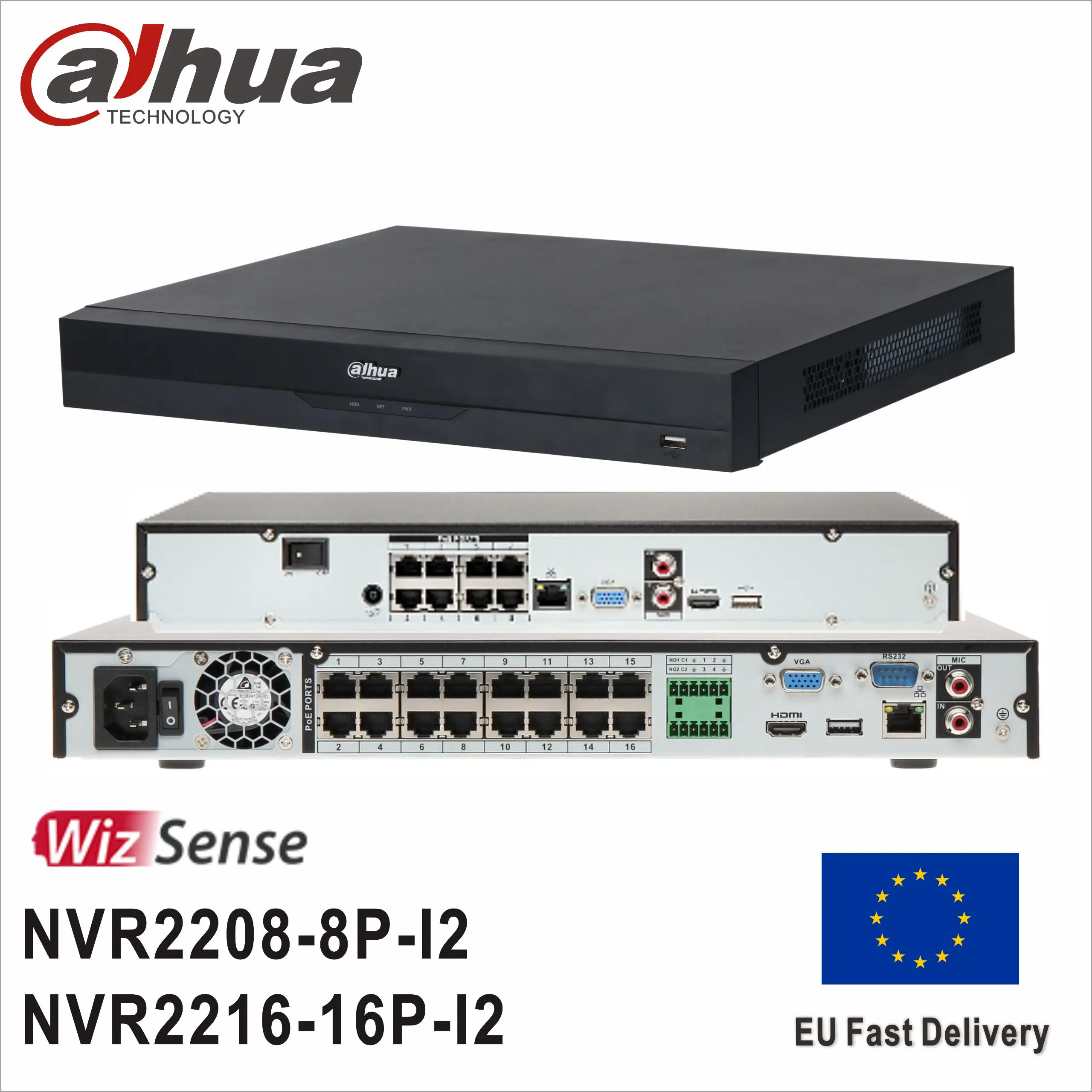 Dahua NVR2208 8P I2 de 8 canales con 8 puertos poe, 16 canales, WizSense 4K AI NVR, soporte ...