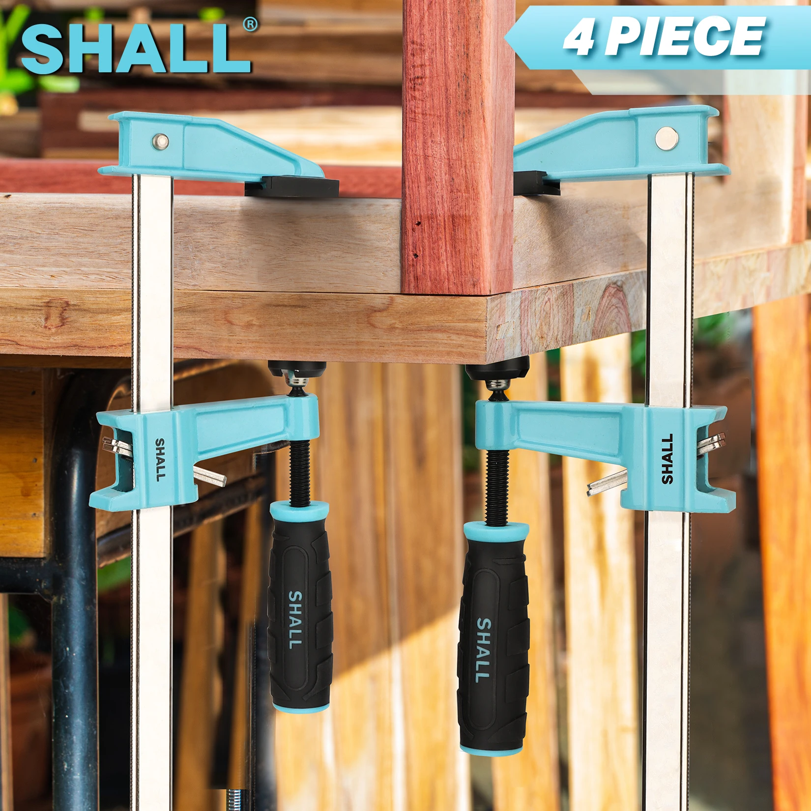 SHALL 미디엄 듀티 스틸 바 클램프 세트, 퀵 릴리스 F 클램프, DIY 목공 수공구, 4 팩, 150-300mm(6-12 인치), 272kg 하중