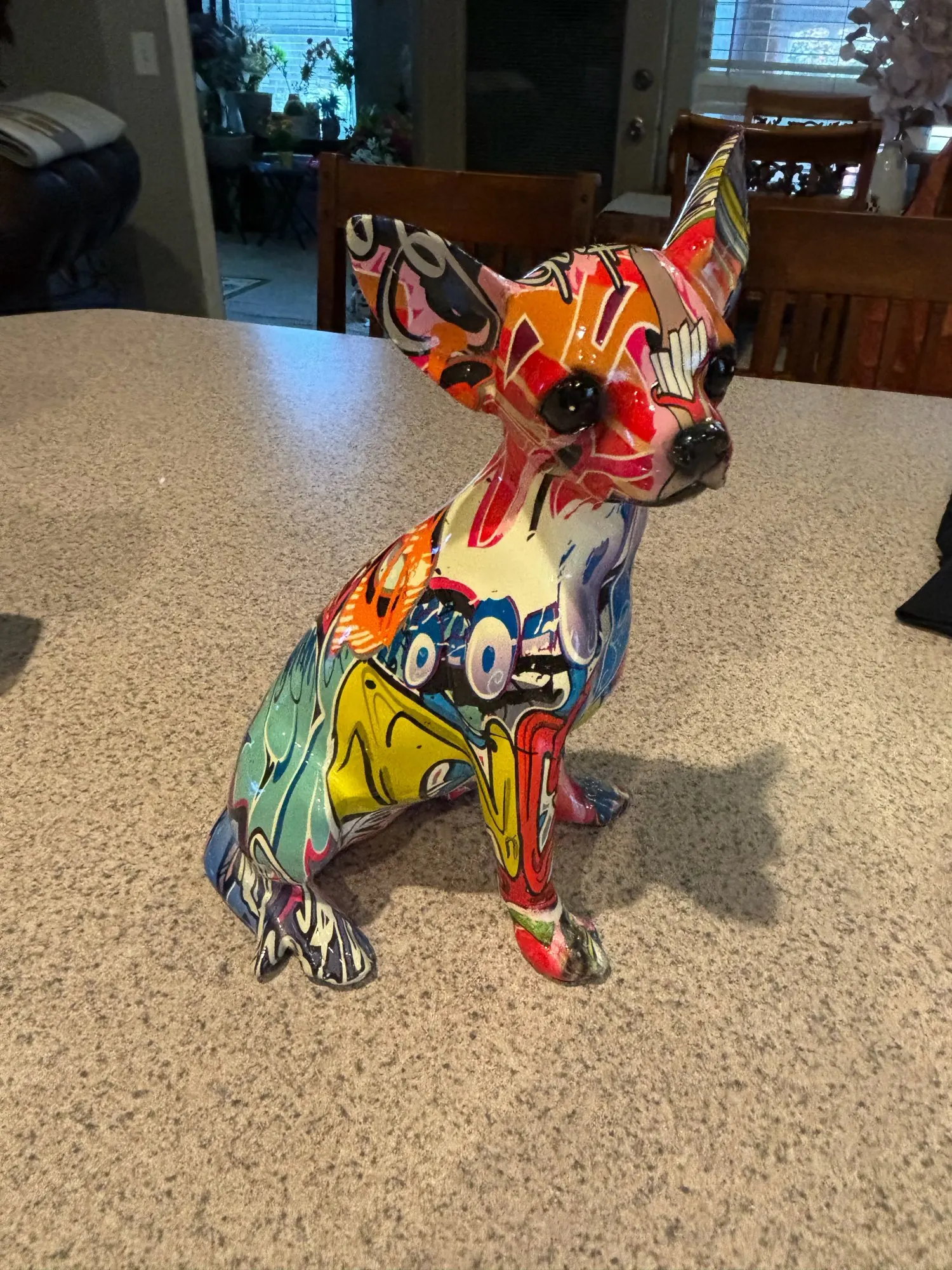 Vilead Resin Graffiti Chihuahua Dog Sculpture - Touch of Decor