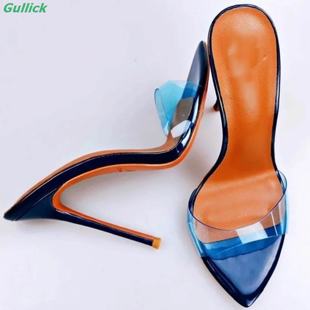Clear PVC Slippers Sexy Pointy Toe Stiletto Thin High Heel Fashion Hot ...