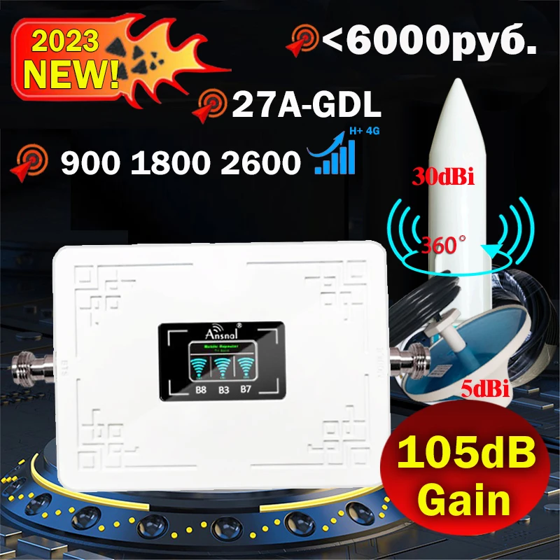 New!! Tri Band Cellular Amplifier CellPhone Signal Booster gsm 2G 3G 4G ...