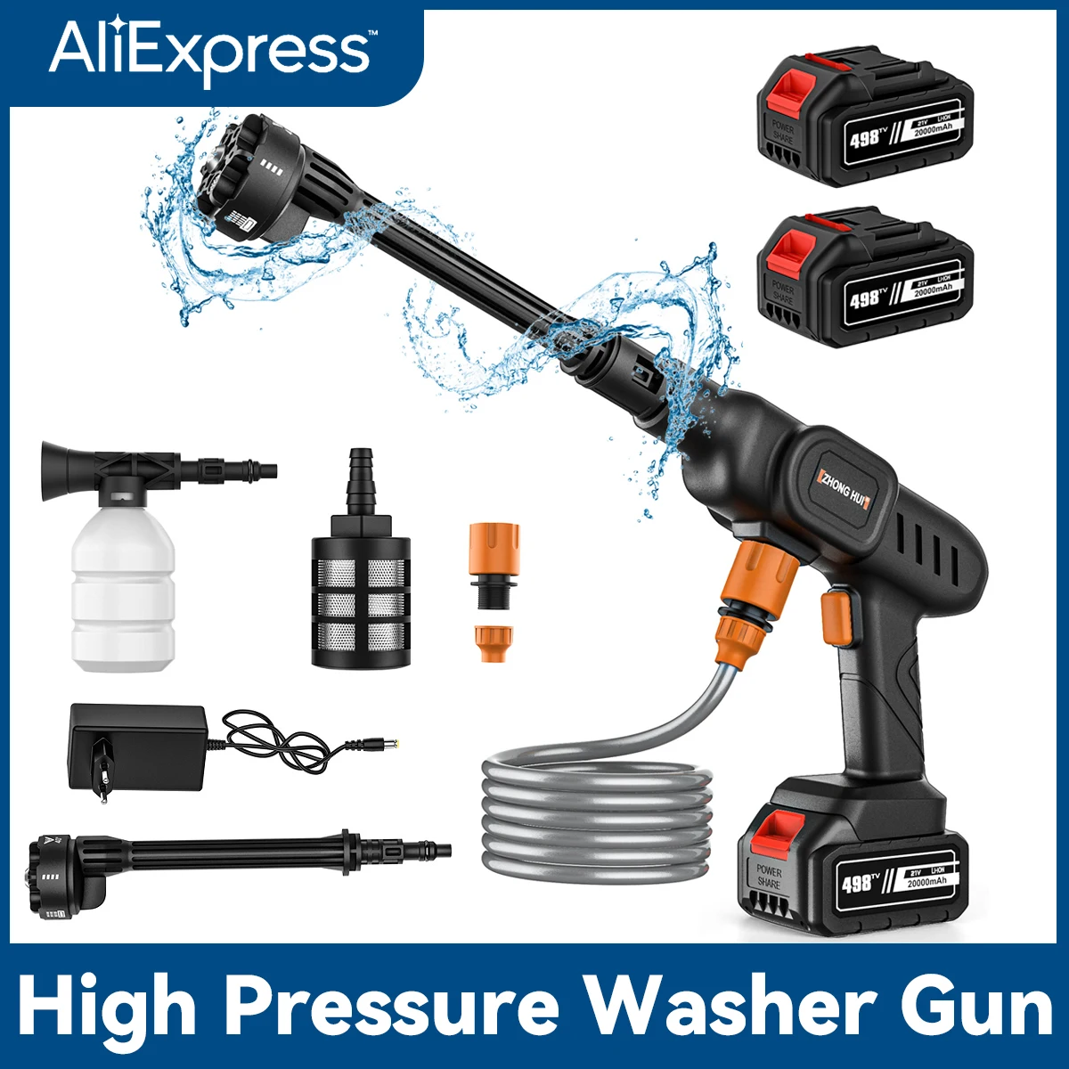 60Bar-Electric-Cordless-High-Pressure-Washer-30000PRM-6-in-1-Water-Gun ...