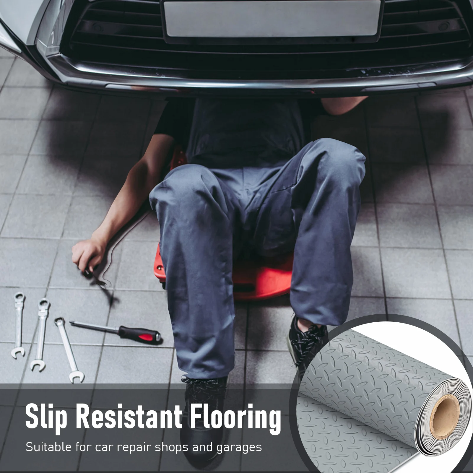 Garage Floor Mat, Anti-slip PVC Garage Flooring Roll for under Car ...