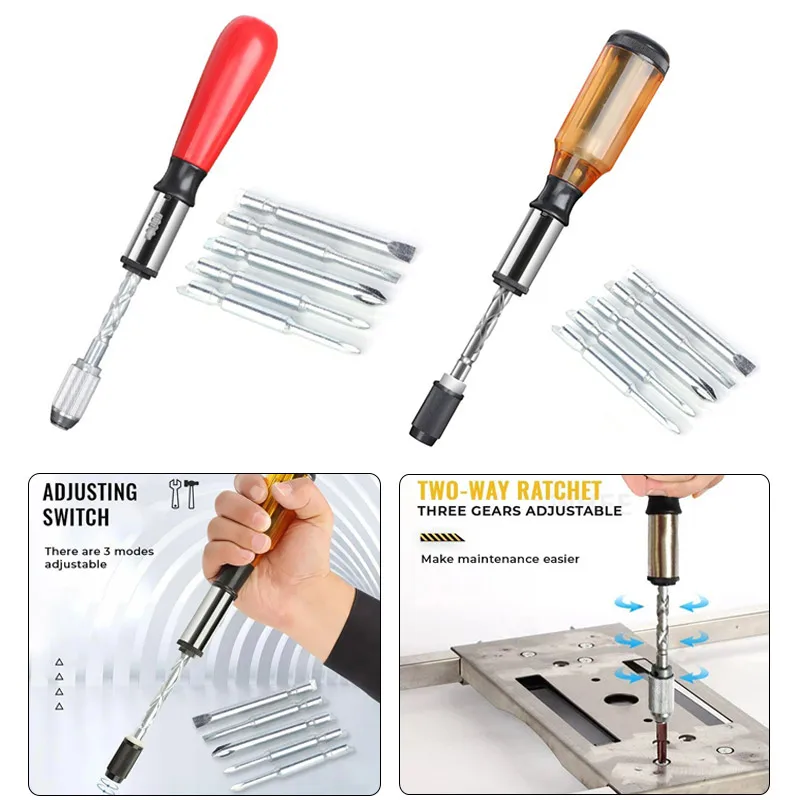 Push-Pull-Ratchet-Screwdriver-Set-6-in-1-Press-Type-Semi-automatic ...