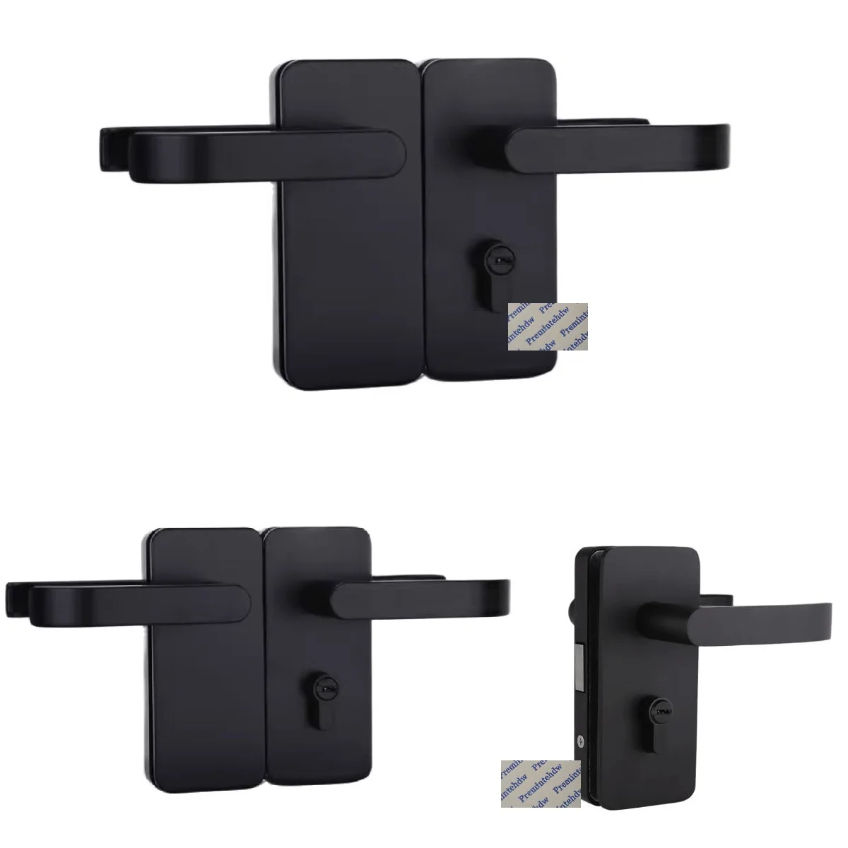 Matte-Black-Rectangle-Aluminum-Zinc-Glass-Door-Lock-Latch-With-Lever ...