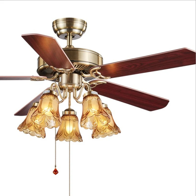 European-Restaurant-Fan-Pendant-Lamp-American-Retro-Ceiling-Fan-Light ...