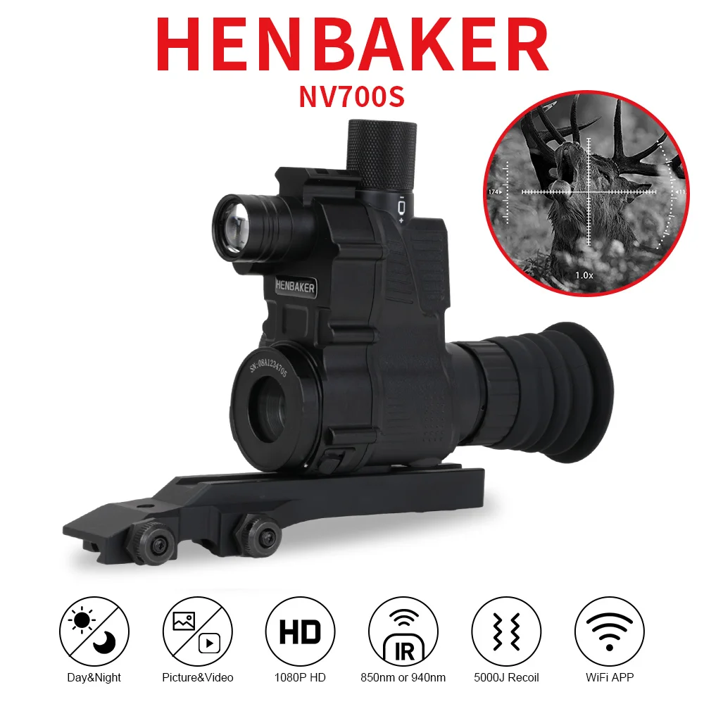 HenbakNV700S-Night-Vision-Monocular-1080P-HD-400M-Infrared-Camera-14X ...