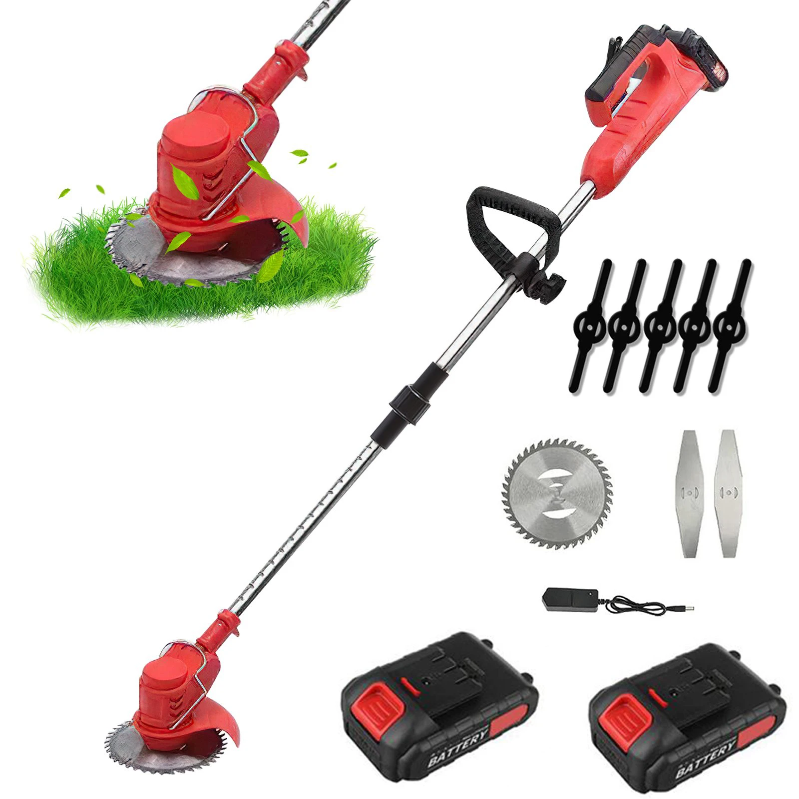 24V-Electric-Cordless-Grass-Trimmer-850W-Portable-Lawn-Mower-Adjustable ...
