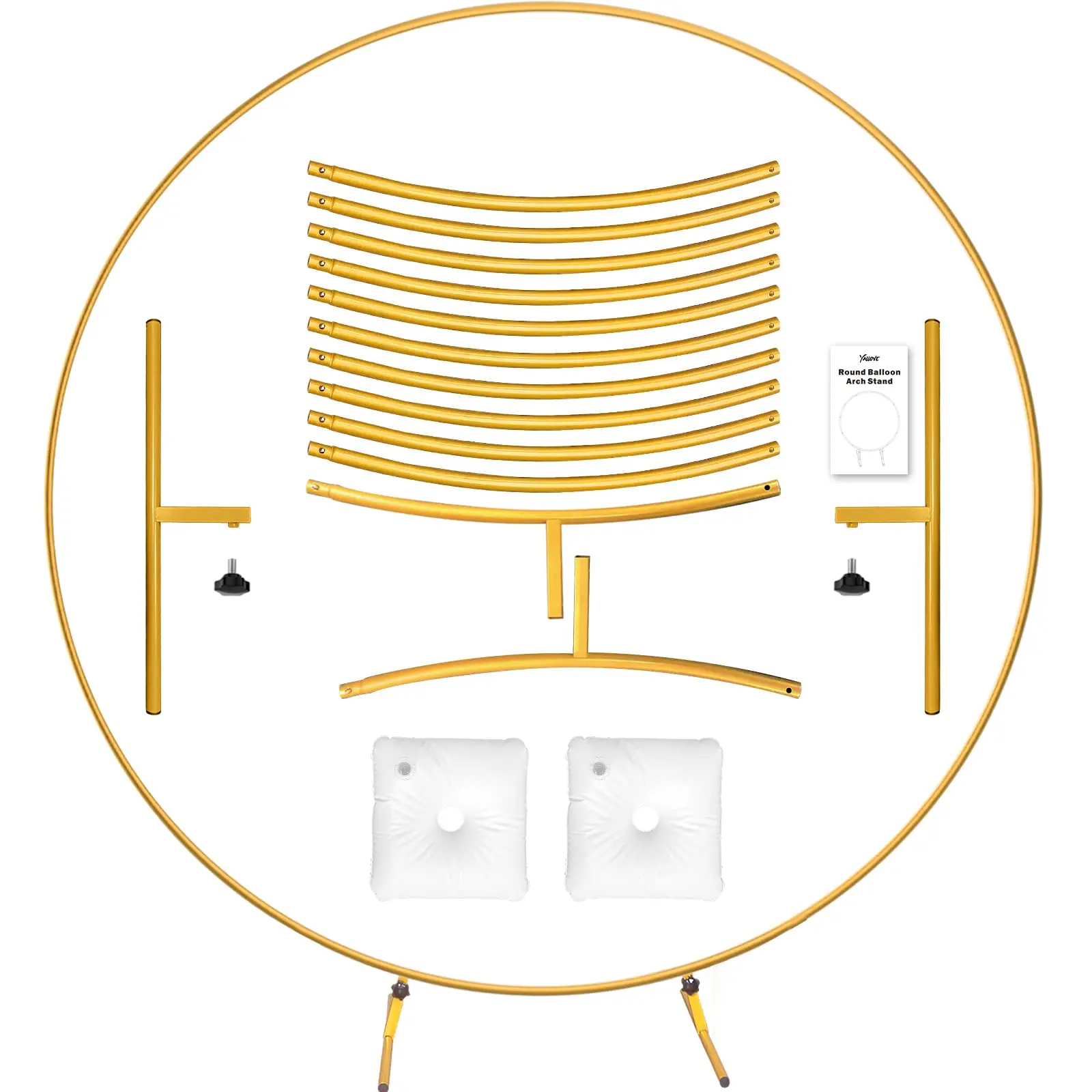 Round-Balloon-Arch-Kit-Balloon-Hoop-Stand-Gold-Metal-Balloon-Circle ...