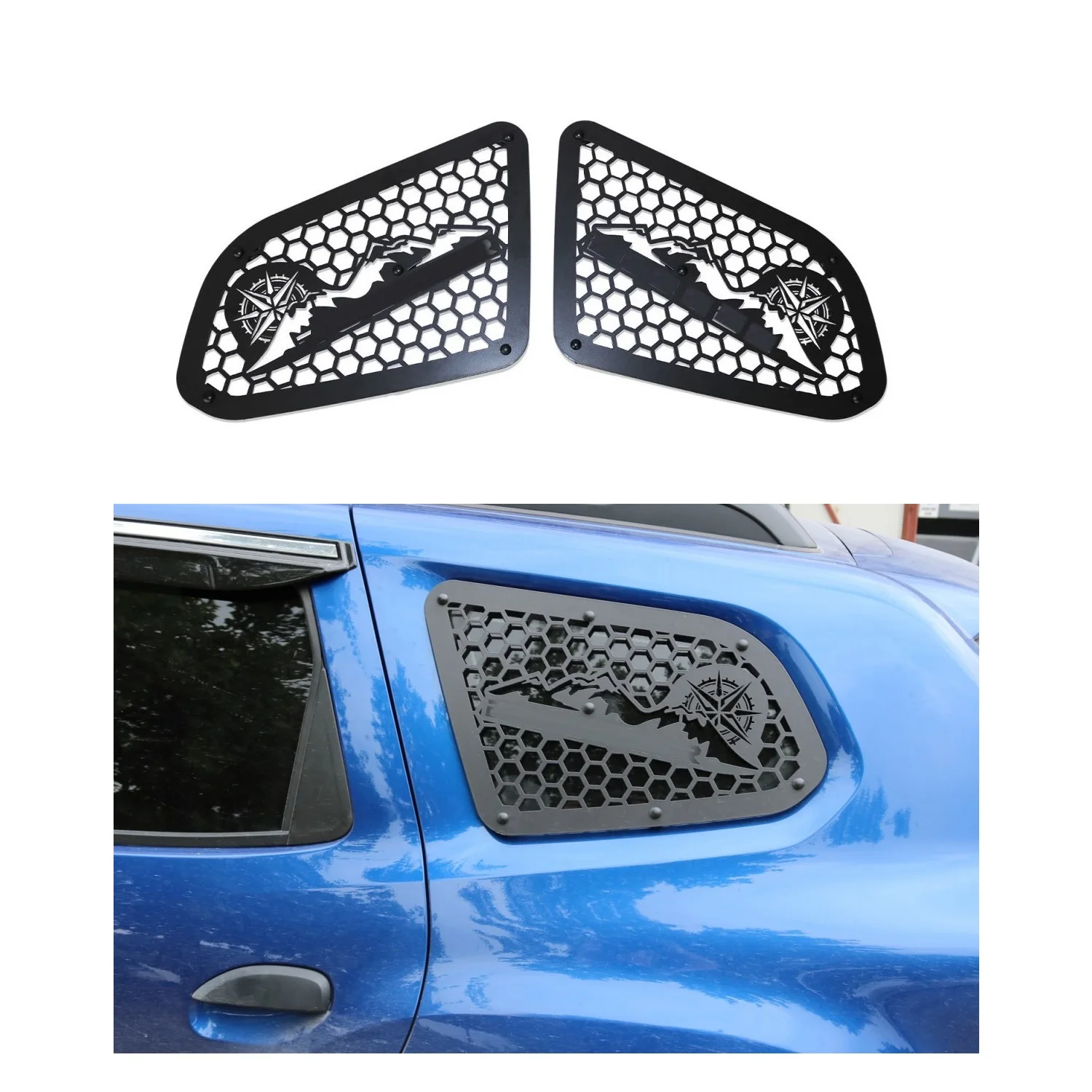 Metal-Butterfly-Glass-Matte-Black-Spoiler-Left-Right-2-Pcs-Auto ...