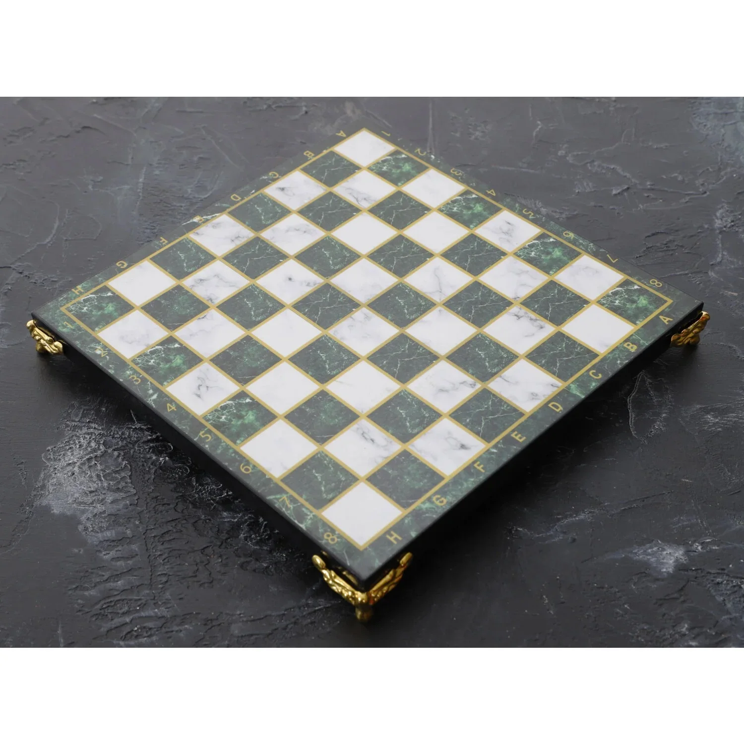 Custom-Legged-Wooden-Chess-Board-Emerald-Green-Marble-Patterned-Floor ...