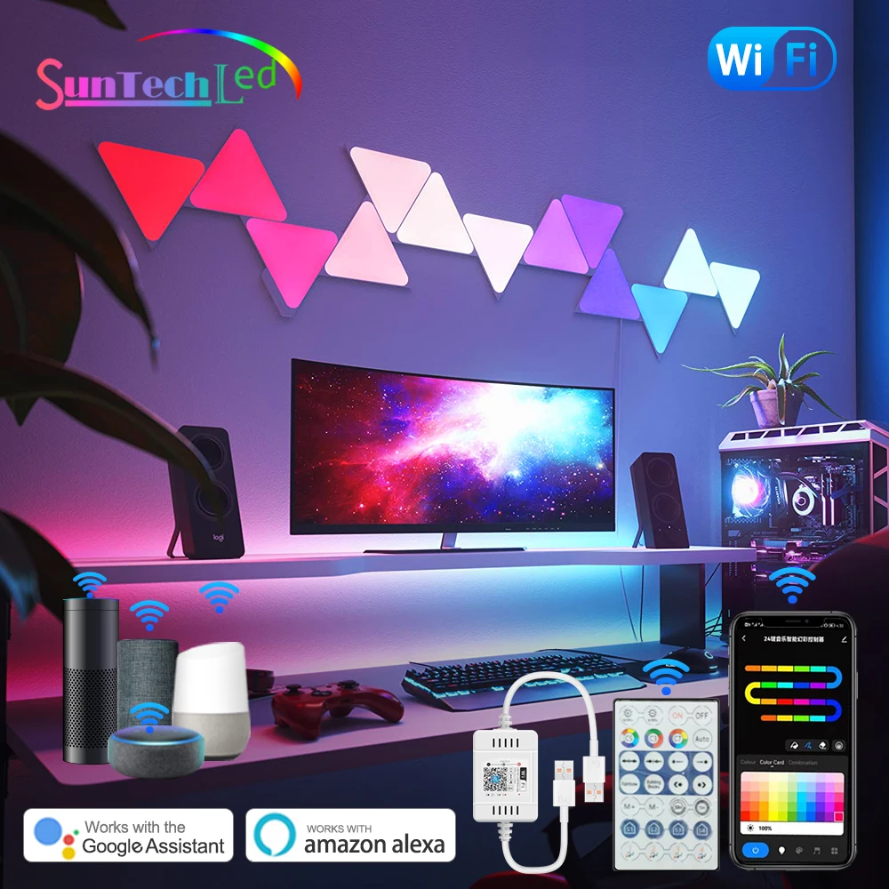 LED-Triangle-Wall-Light-USB-Night-Light-RGB-Ambient-Light-Remote ...