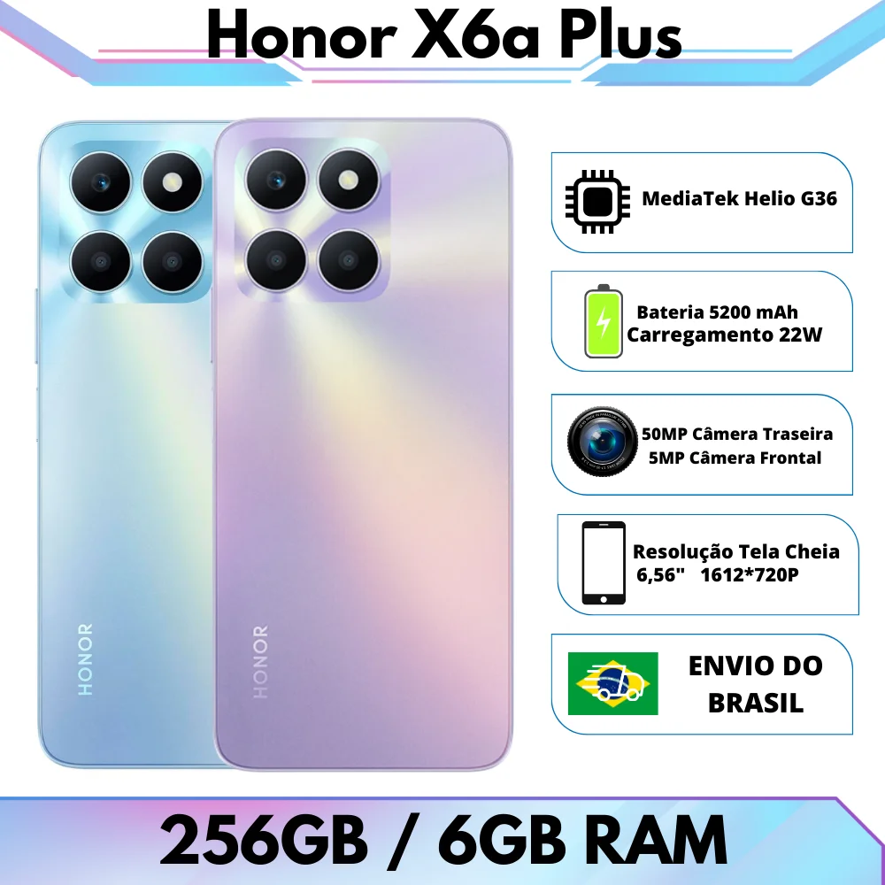 Honor-X6a-PLUS-256GB-ROM-6GB-RAM-Envio-do-Brasil-Smartphone-4G ...