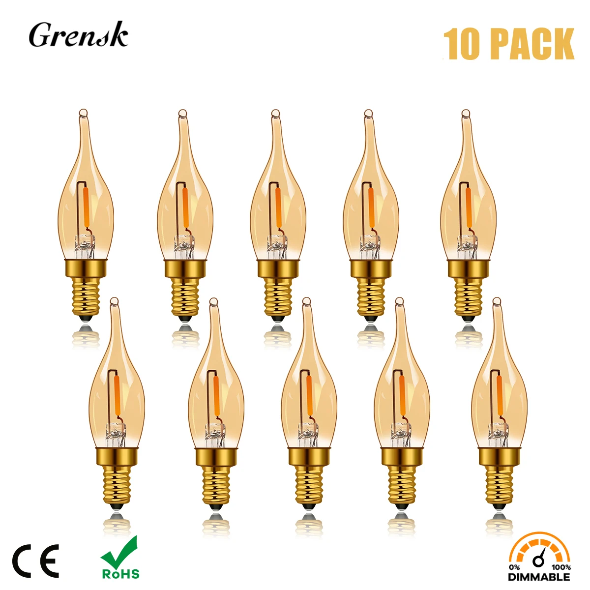 10PCS-C22-Led-Flame-Lamp-0-5W-2W-2200K-Edison-Dimmable-LED-Filament ...