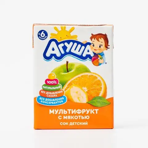 Сок Агуша Мультифрукт, с мякотью, с 6 месяцев, 200 мл|Juice| - AliExpress