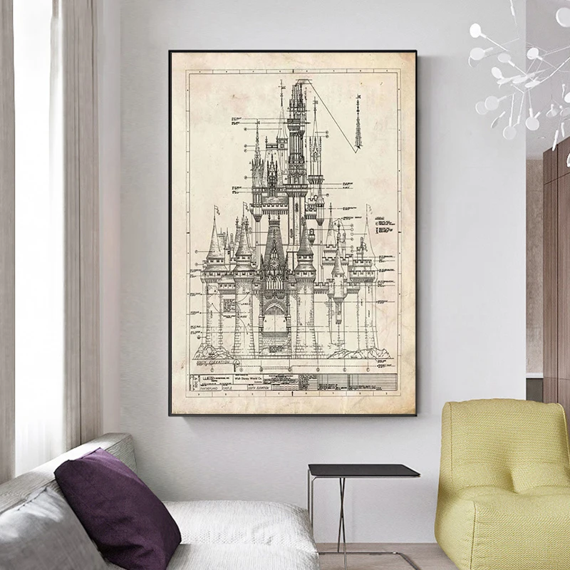 Cinderella Castle Blueprint Poster