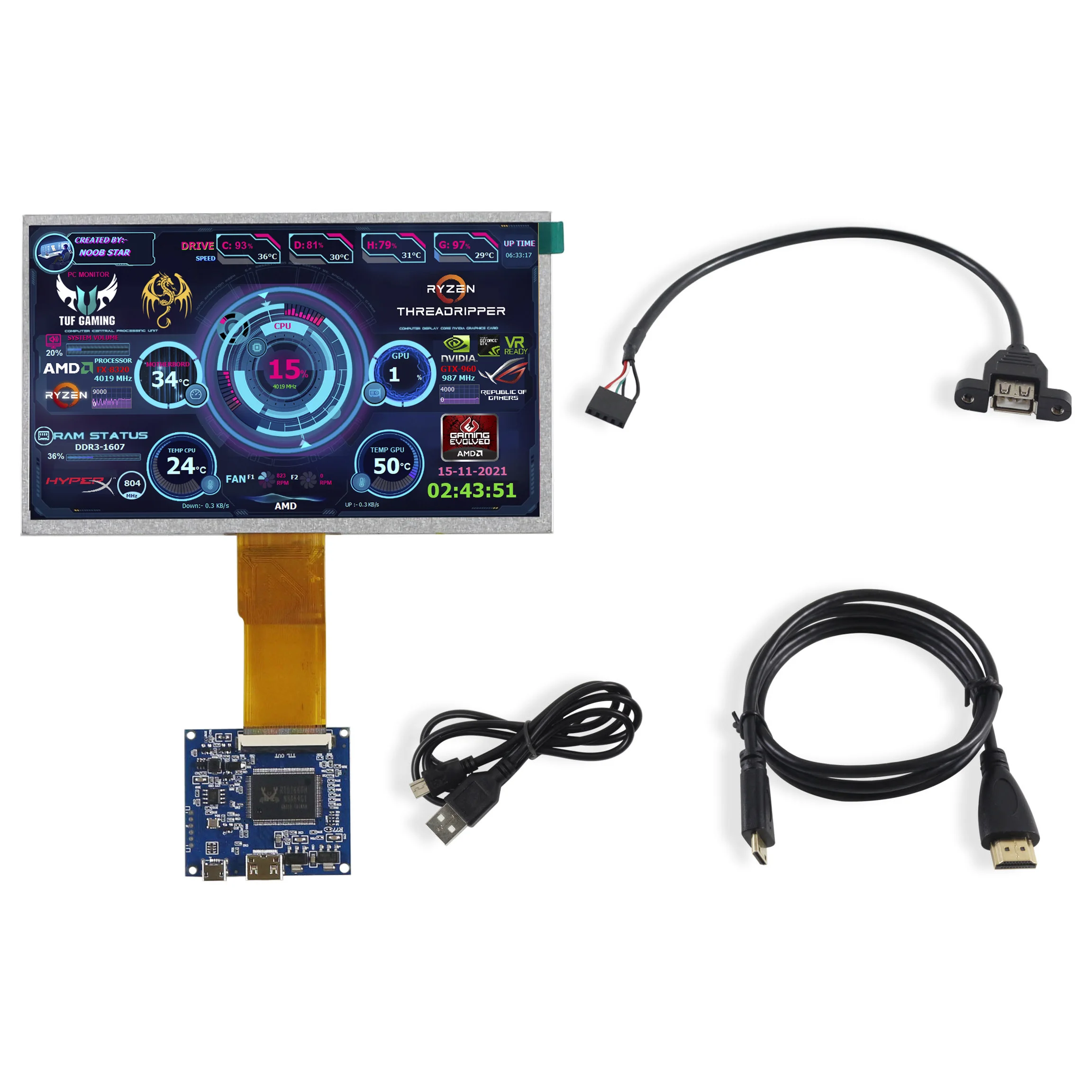 Pantalla-LCD-IPS-de-7-pulgadas-para-ordenador-Monitor-secundario-de ...