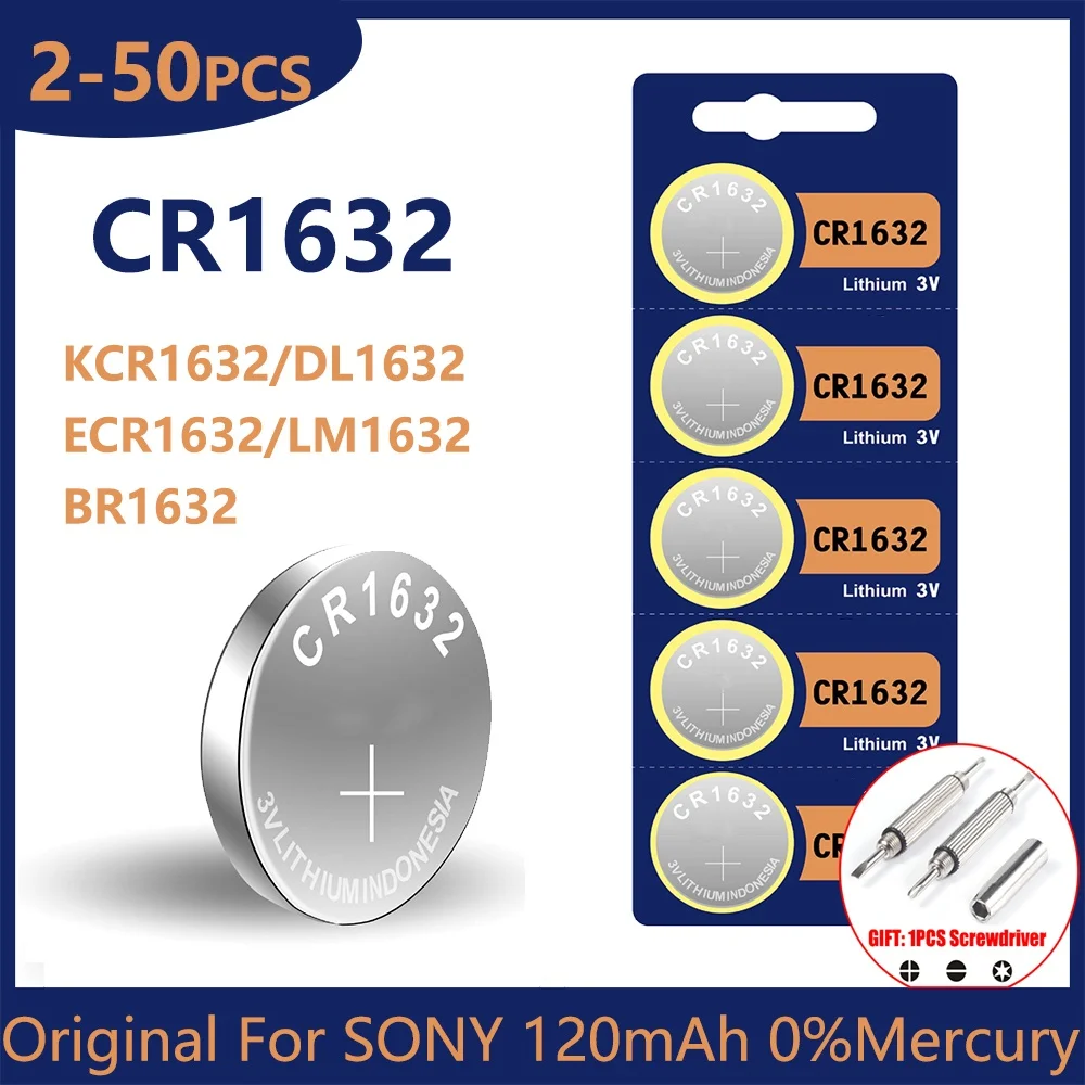 Original-For-Sony-2-50pcs-CR1632-3v-lithium-battery-DL1632-BR1632 ...