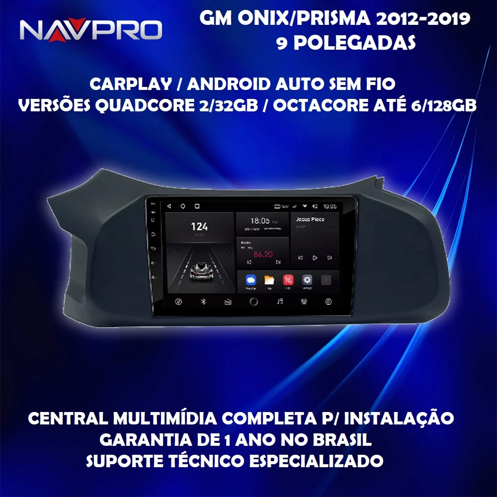 para GM ONIX PRISMA 12 19 Central Multimidia completa 9" Android NAVPRO 2/32GB 6/128 Carp ...