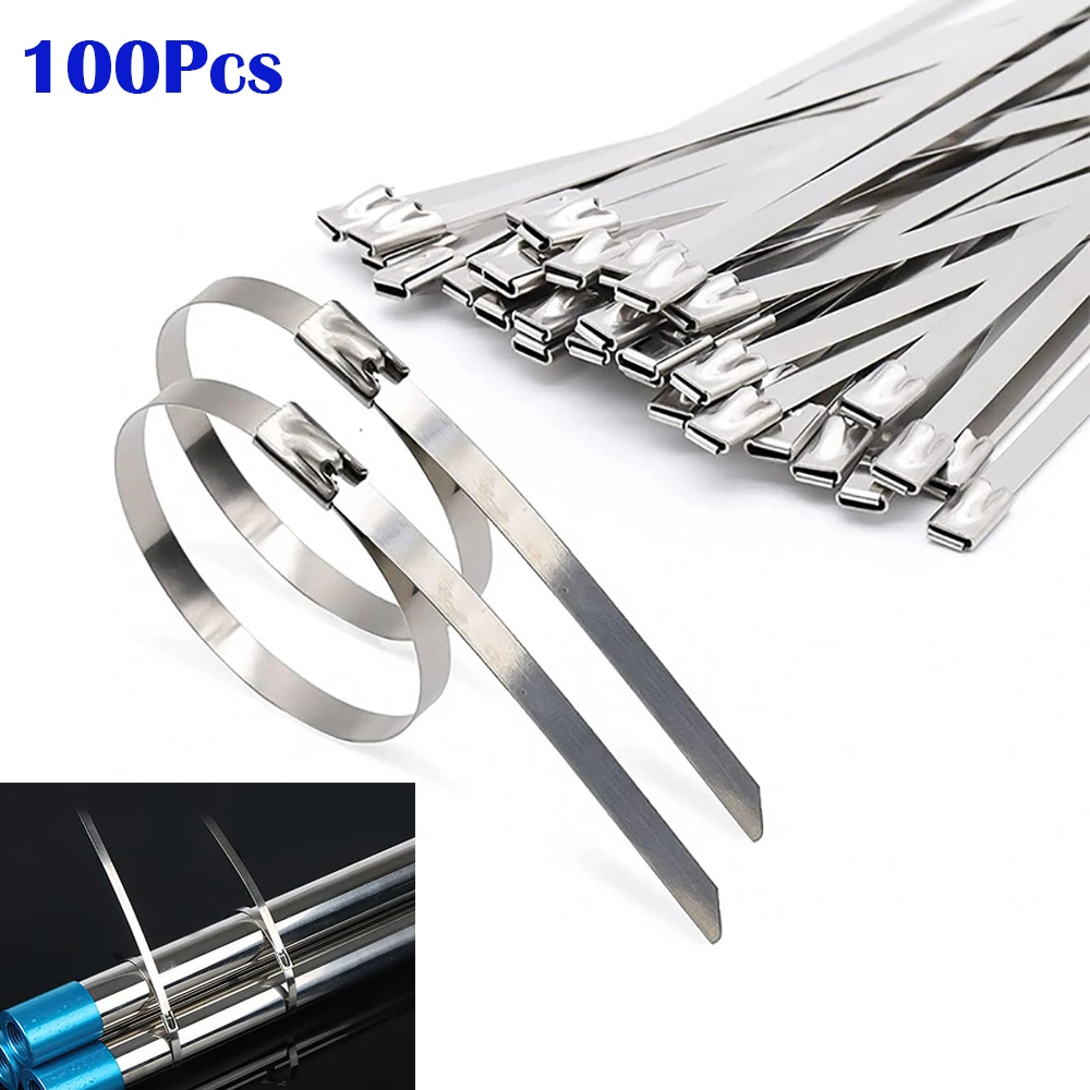 100-Pcs-Metal-Zip-Ties-304-Stainless-Steel-Cable-Ties-Self-locking ...