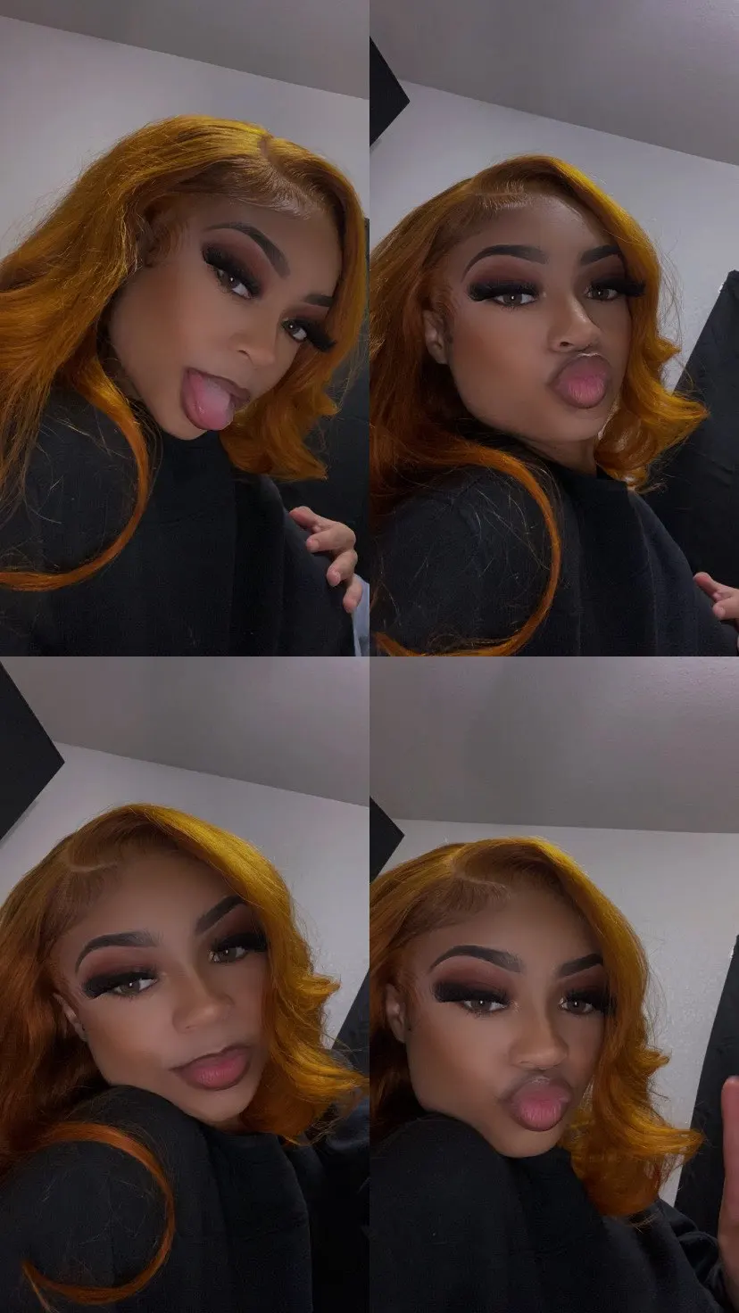 #350 Ginger Orange Body Wave 4x4/13x4 Lace Front Wig For Women 150%/18 ...