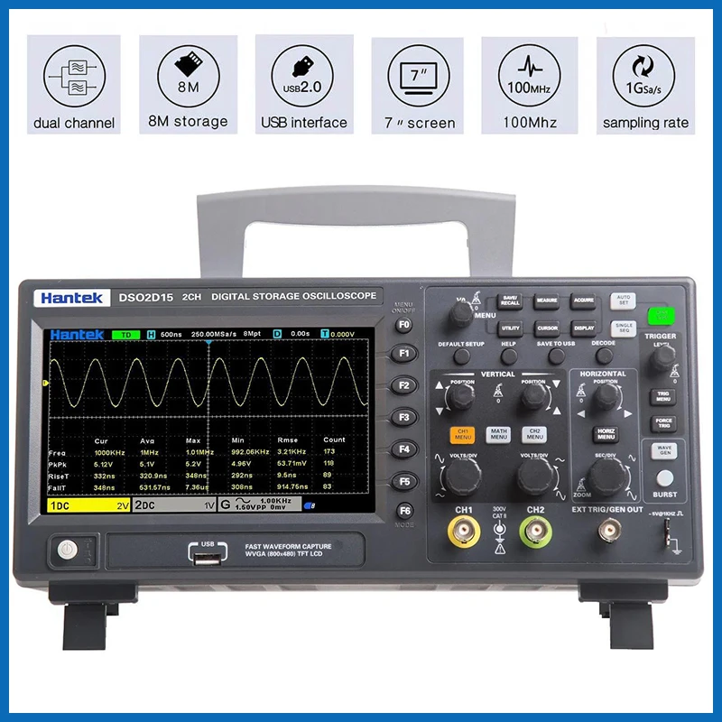 Hantek Digital Oscilloscope DSO2C10 2C15 2D10 2D15 2 Channels 100Mhz ...