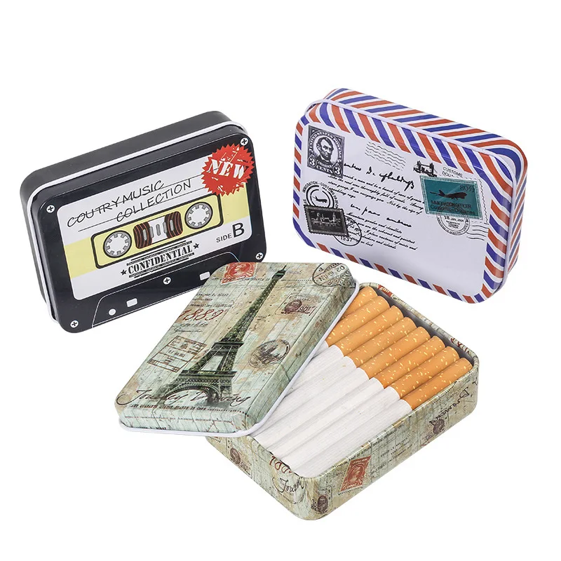 1pc Tin Cigarettes Cases Boxes Holder Sealed Tobacco Humidor Rolling ...