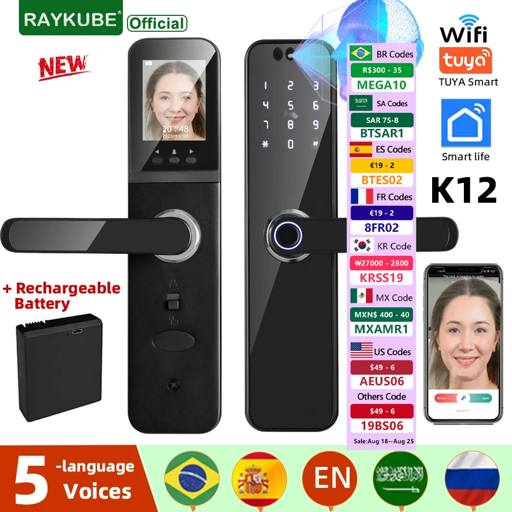 RAYKUBE-K12-Tuya-WiFi-Camera-Electronic-Lock-3D-Face-Recognition ...